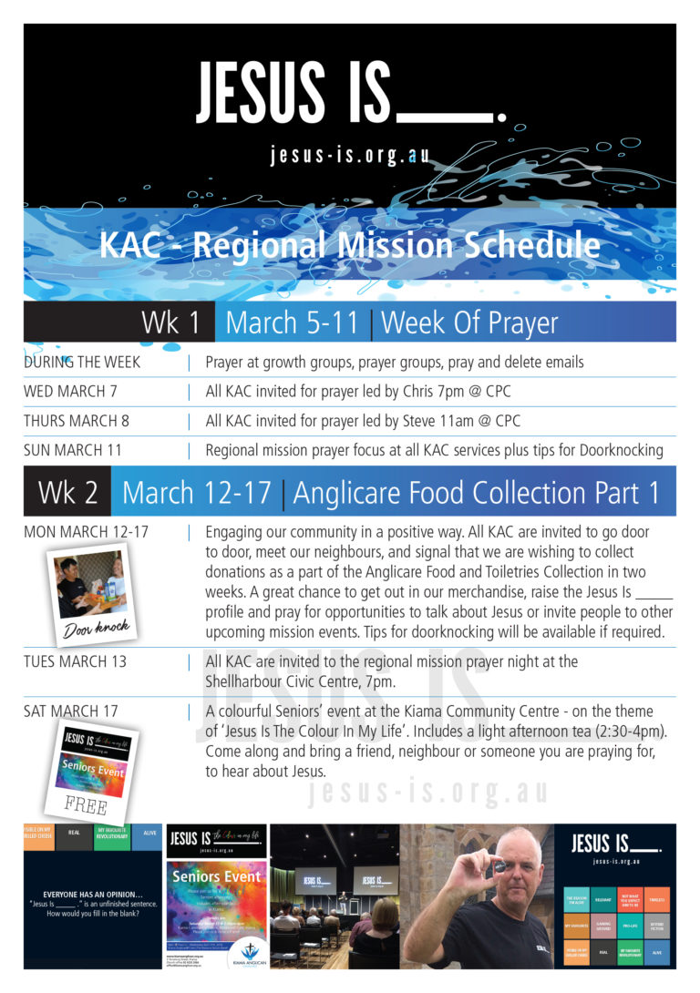 March Mission Schedule